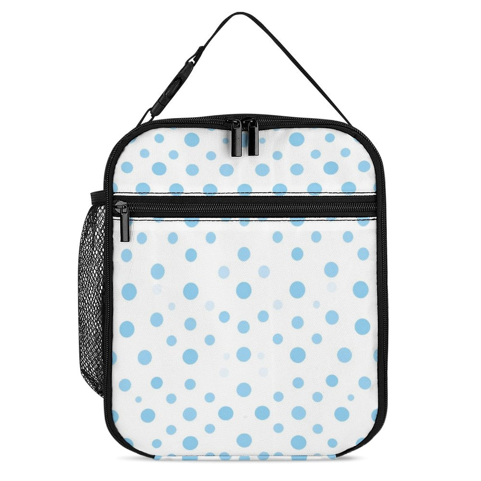 Blue Polka Dot Pattern Lunch Bag Women Portable Bento Box for Outdoor ...