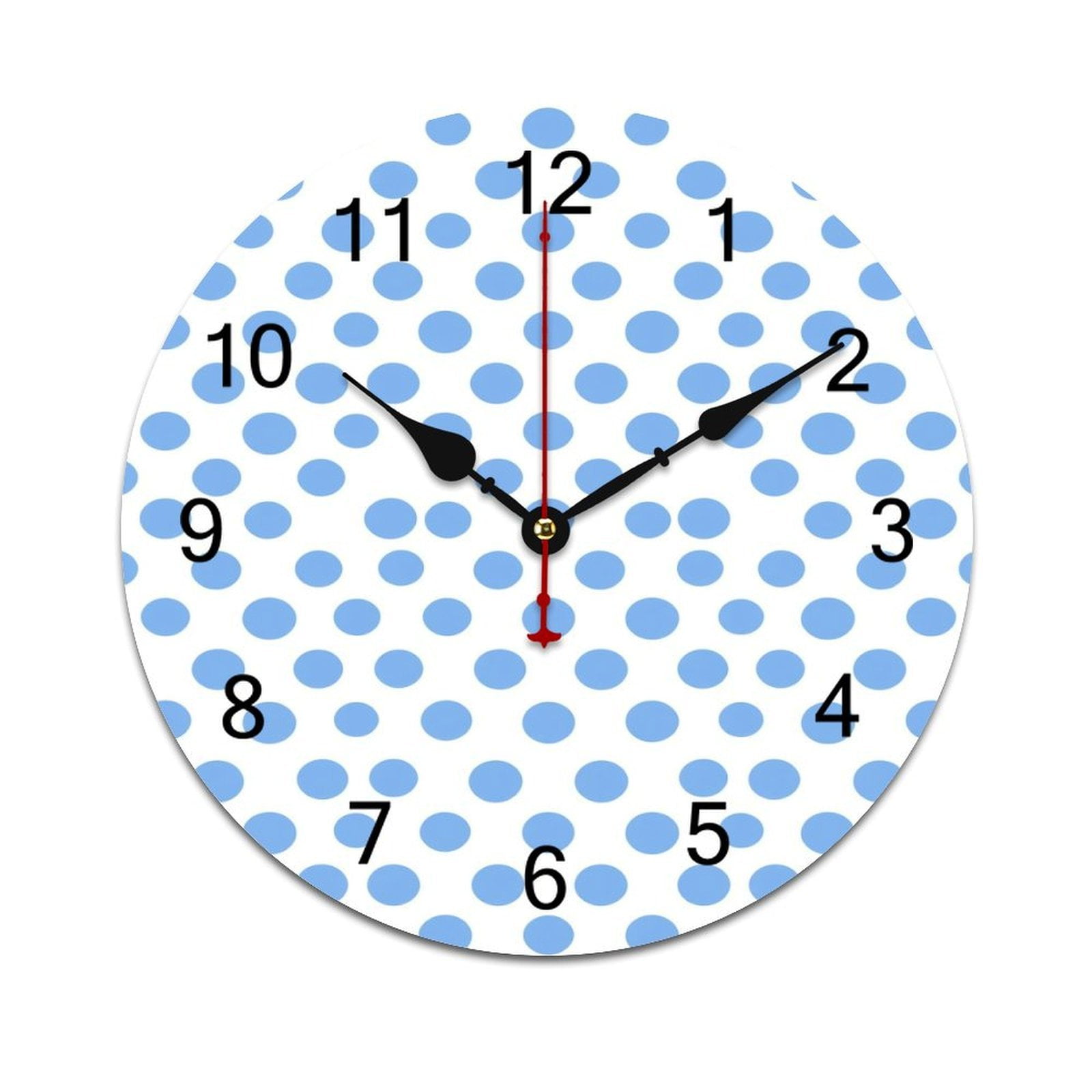Blue Polka Dot Pattern Silent Wall Clock Movement Battery Clock ...