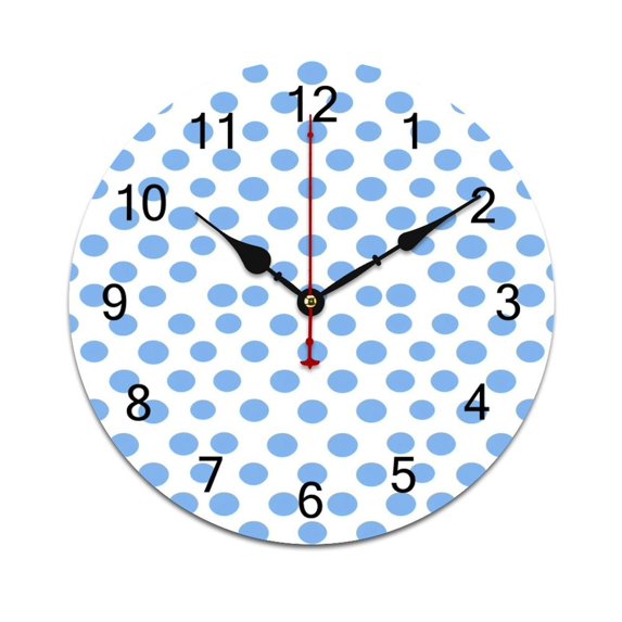Blue Polka Dot Pattern Silent Wall Clock Movement Battery Clock ...