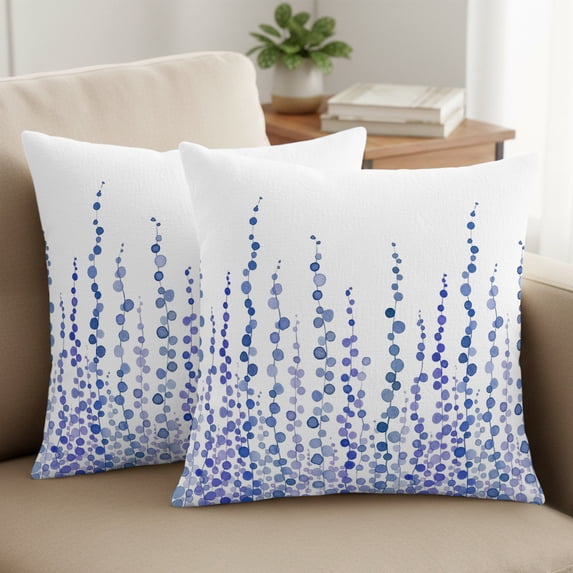 Blue Polka Dot Pillow Covers Set of 2, Retro Abstract Art Watercolor ...