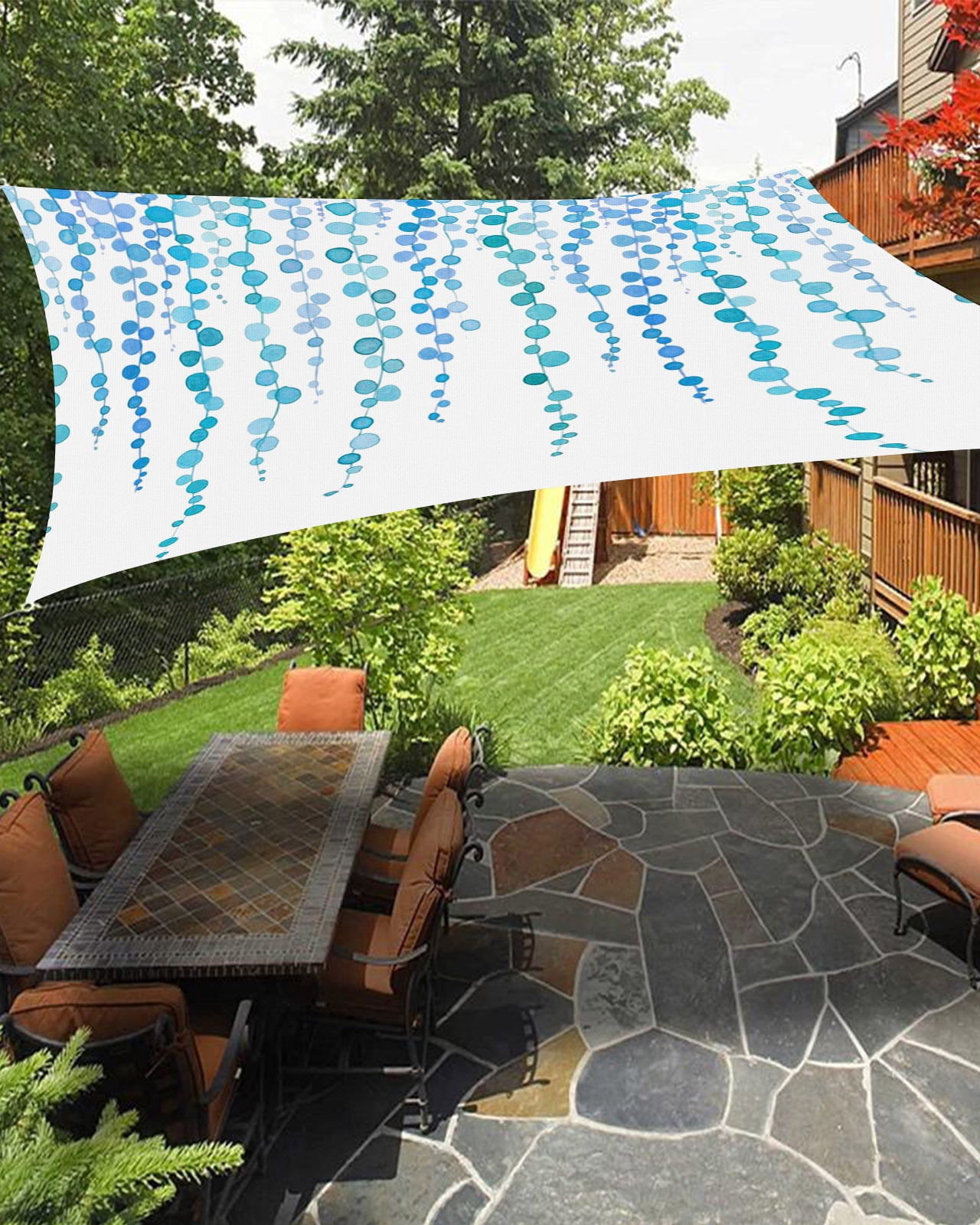 Blue Polka Dot Sun Shade Sail 14'X18' Watercolor Teal Blue Abstract ...