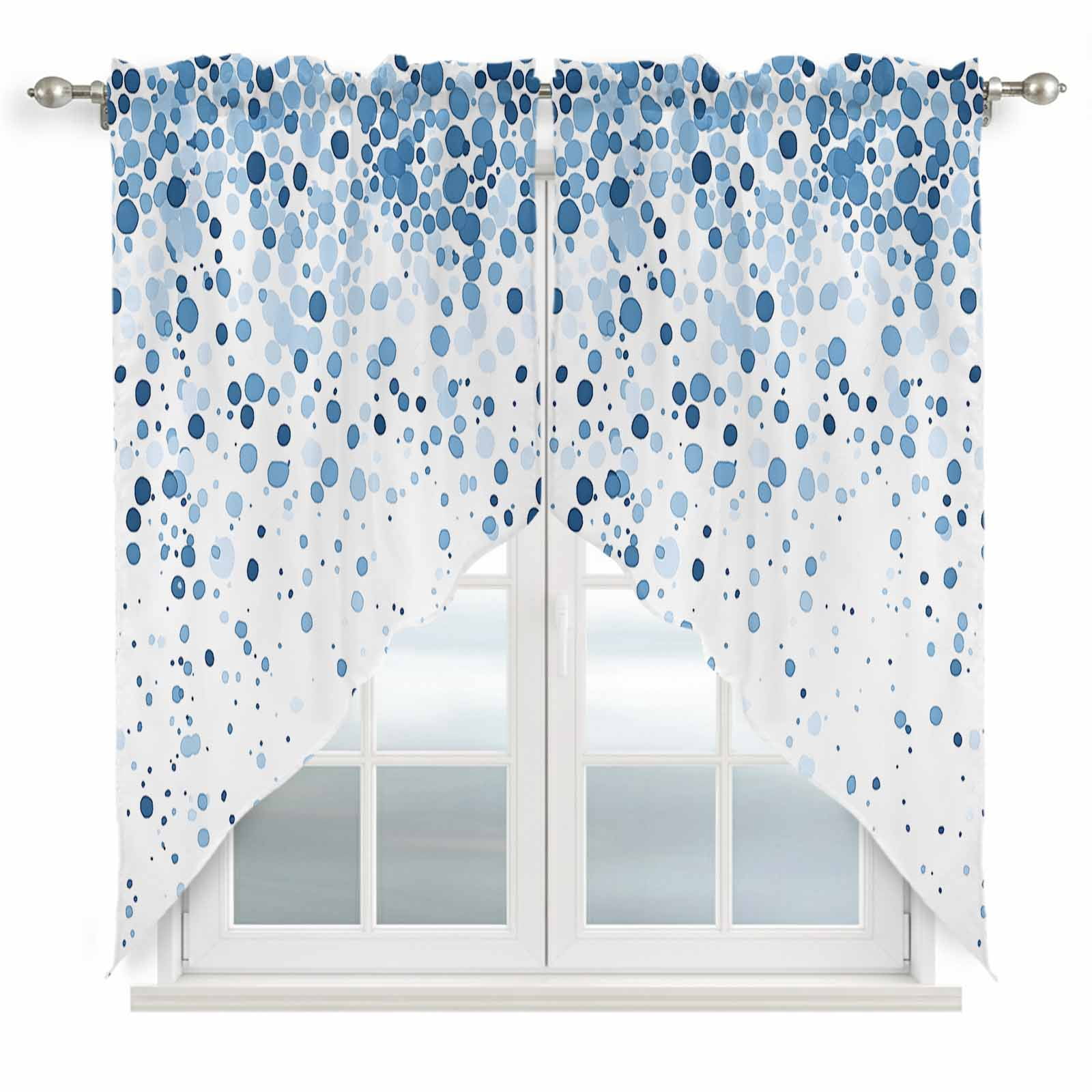 Blue Polka Dot Swag Valances for Windows 36 inches Long, Watercolor ...