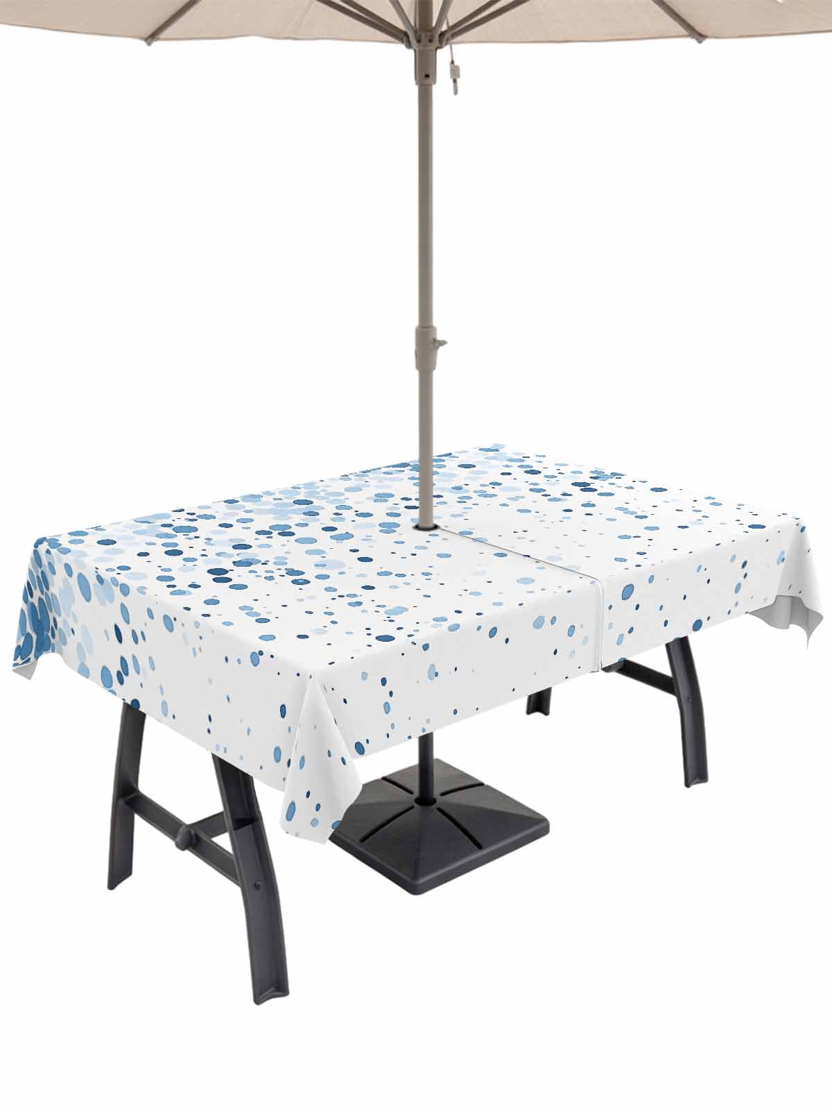 Blue Polka Dot Table Cloth Rectangle Outdoor Tablecloth, Abstract ...