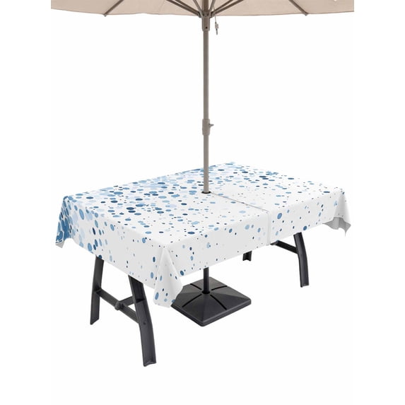 Blue Polka Dot Table Cloth Rectangle Outdoor Tablecloth, Abstract ...