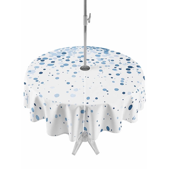 Blue Polka Dot Table Cloth Round Tablecloth, Abstract Modern Art Dots ...