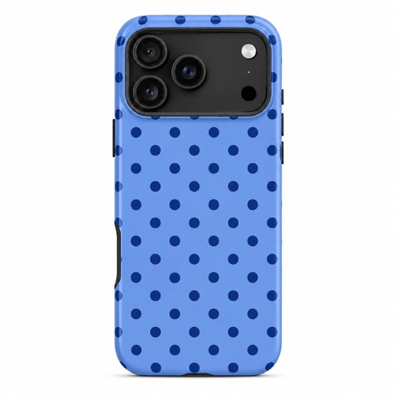 Blue Polka Dot Tough Case Compatible with Apple iPhone Models, Dual ...