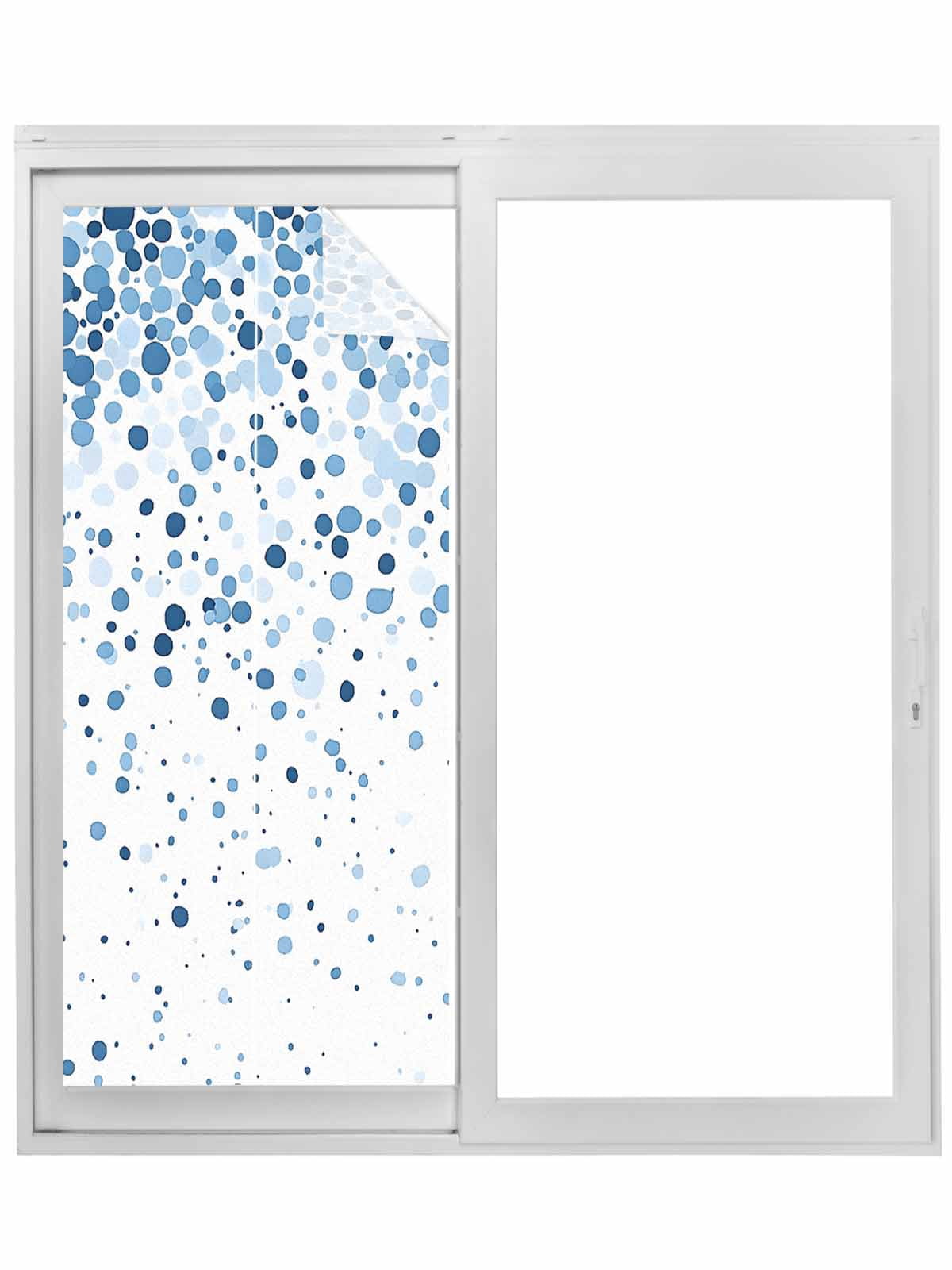 Blue Polka Dot Window Privacy Film, Abstract Modern Art Dots Watercolor ...