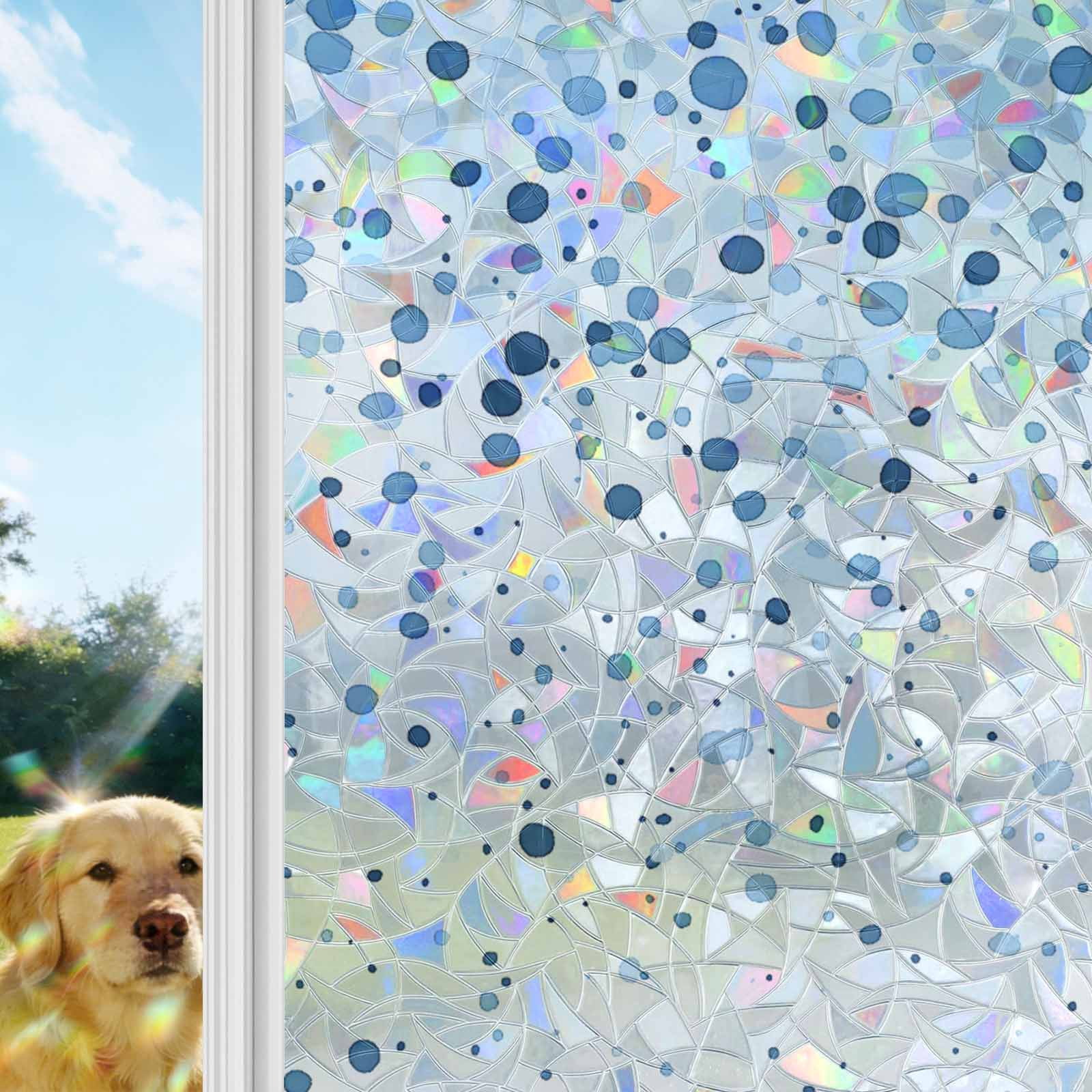 Blue Polka Dot Window Privacy Film Stain Glass,Reusable Decorative ...