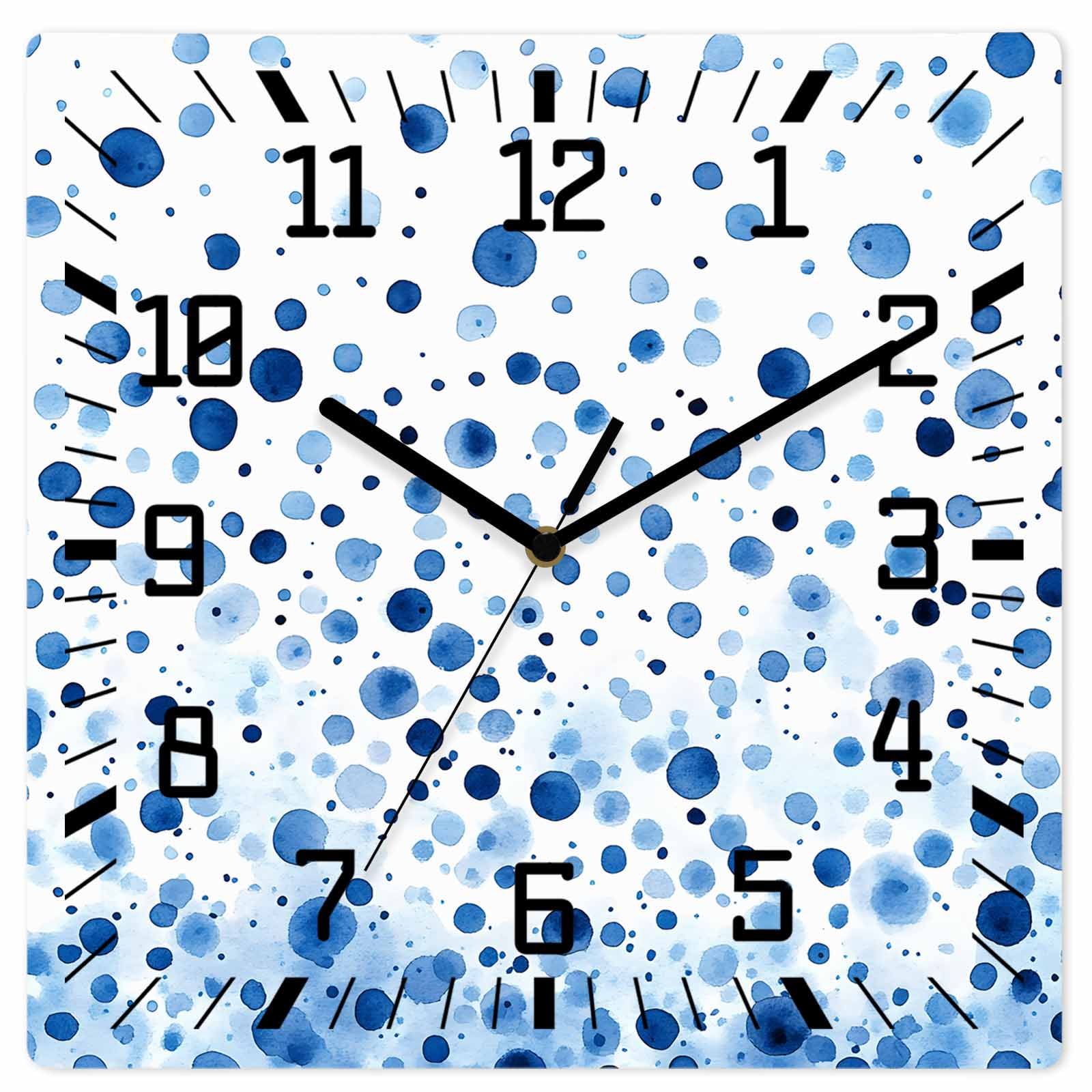 Blue Polka Dot Wooden Wall Clock Silent Non Ticking, Modern Art ...