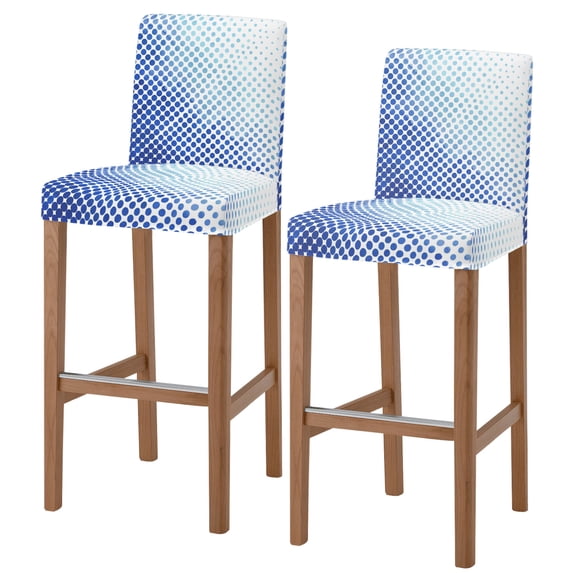 Blue Polka Dots Bar Stool Covers - Stretch Dining Chair Covers Set of 2 ...
