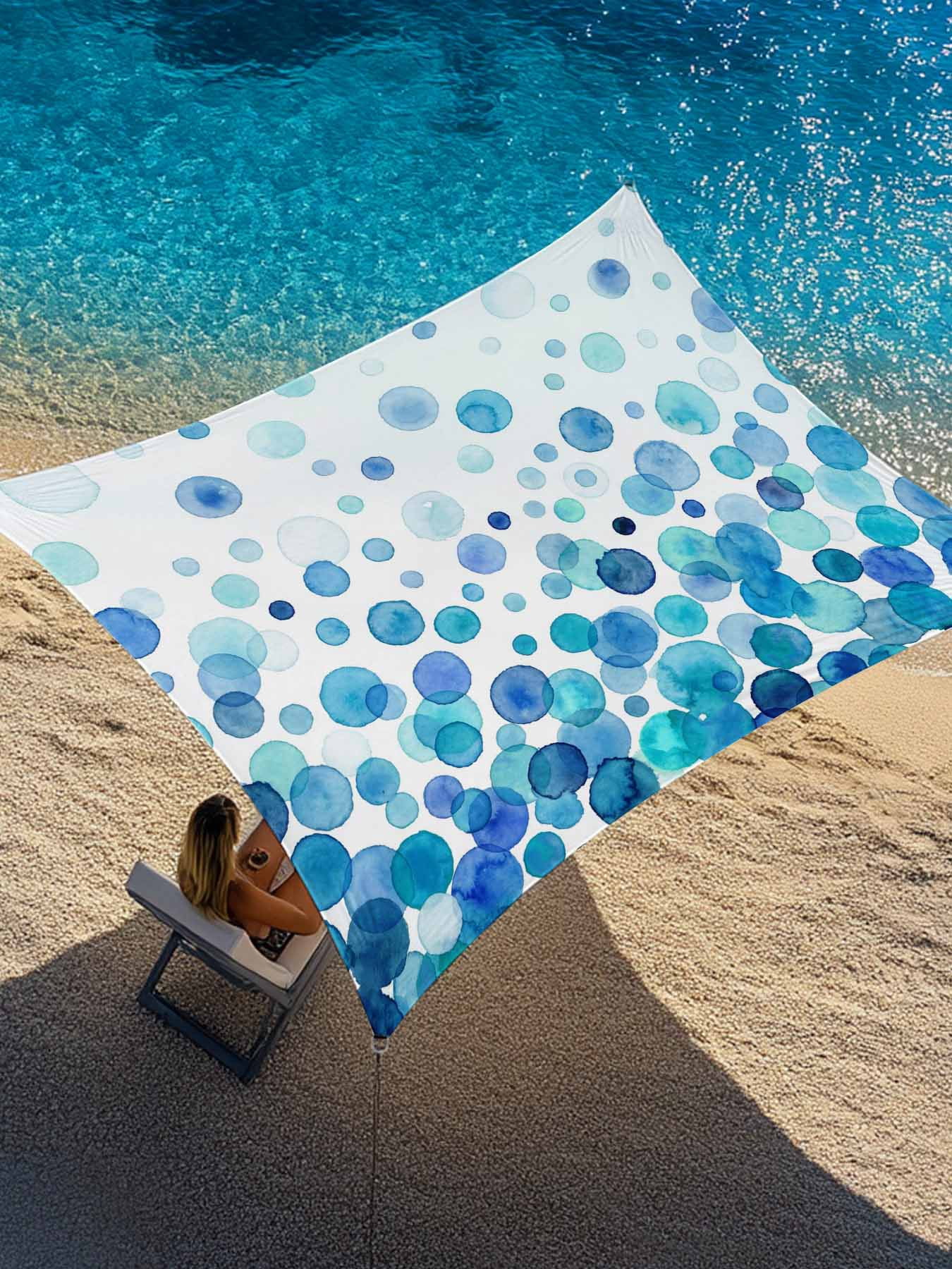 Blue Polka Dots Sun Shade Sail 12' x 16', Watercolor Abstract Art ...