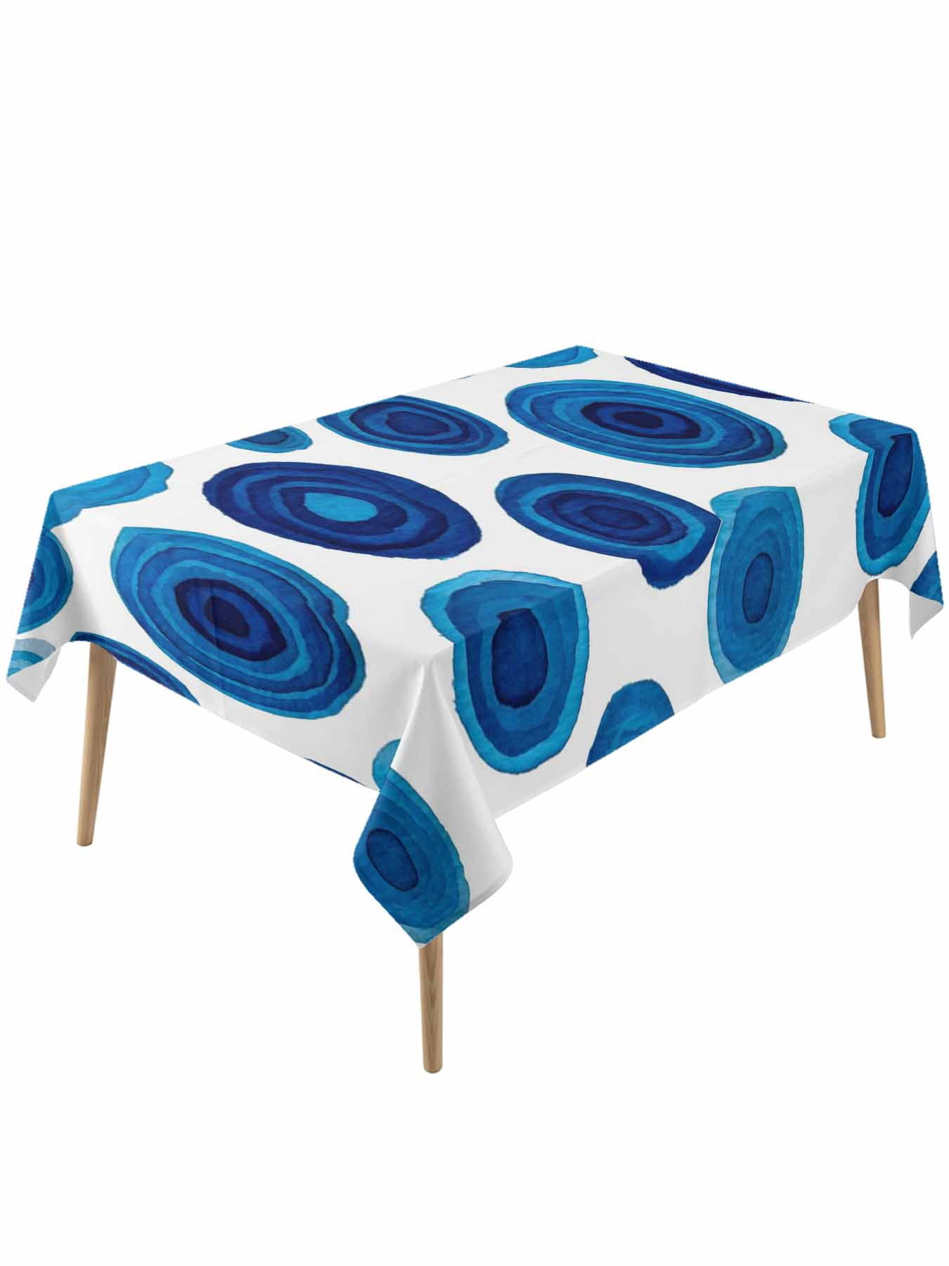 Blue Polka Dots Table Cloth, Waterproof Tablecloth for Rectangle Tables ...