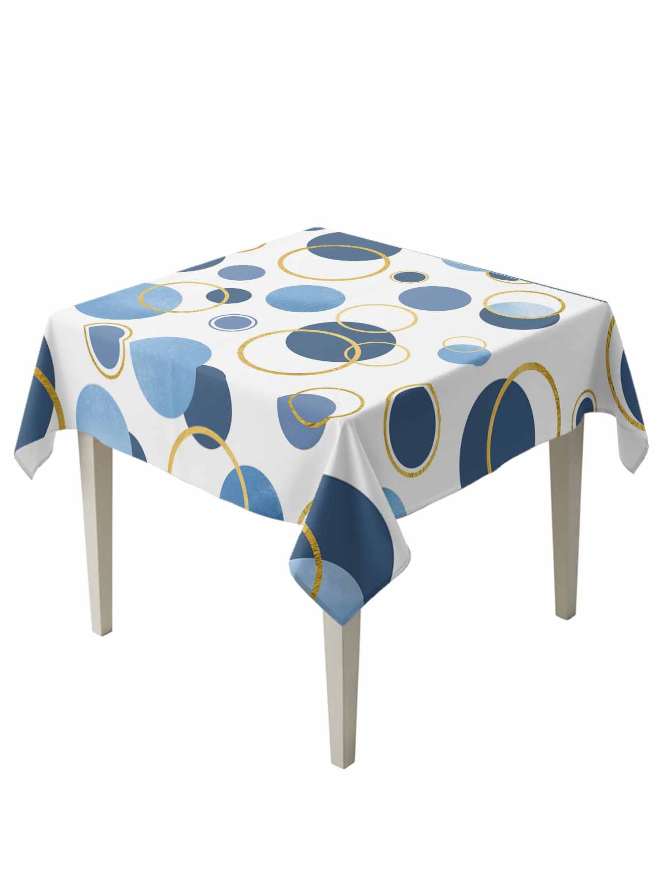 Blue Polka Dots Table Cloth, Waterproof Tablecloth for Square Tables ...