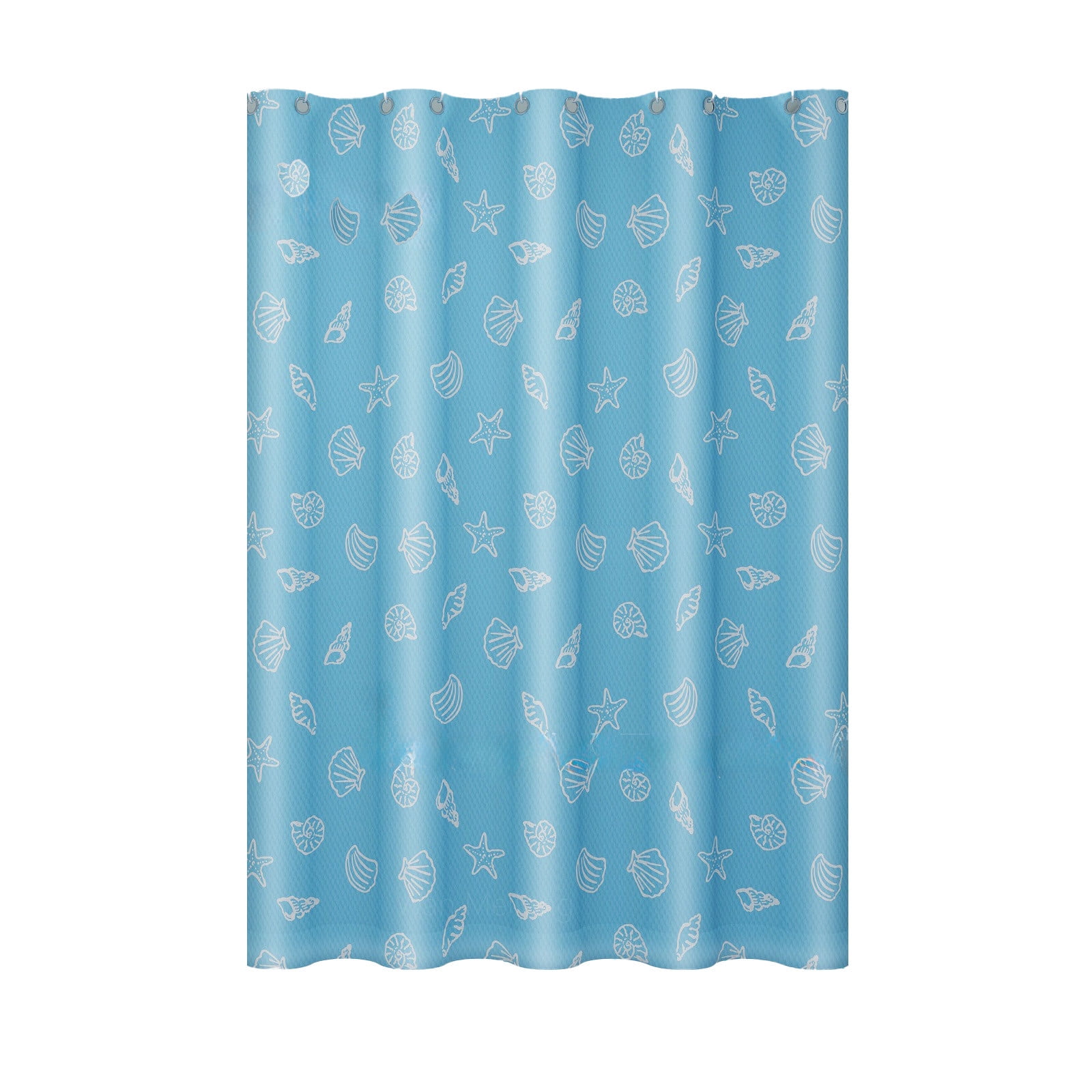 Blue Polyester Shower Curtain Water Repellent Mold Resistant Soft ...