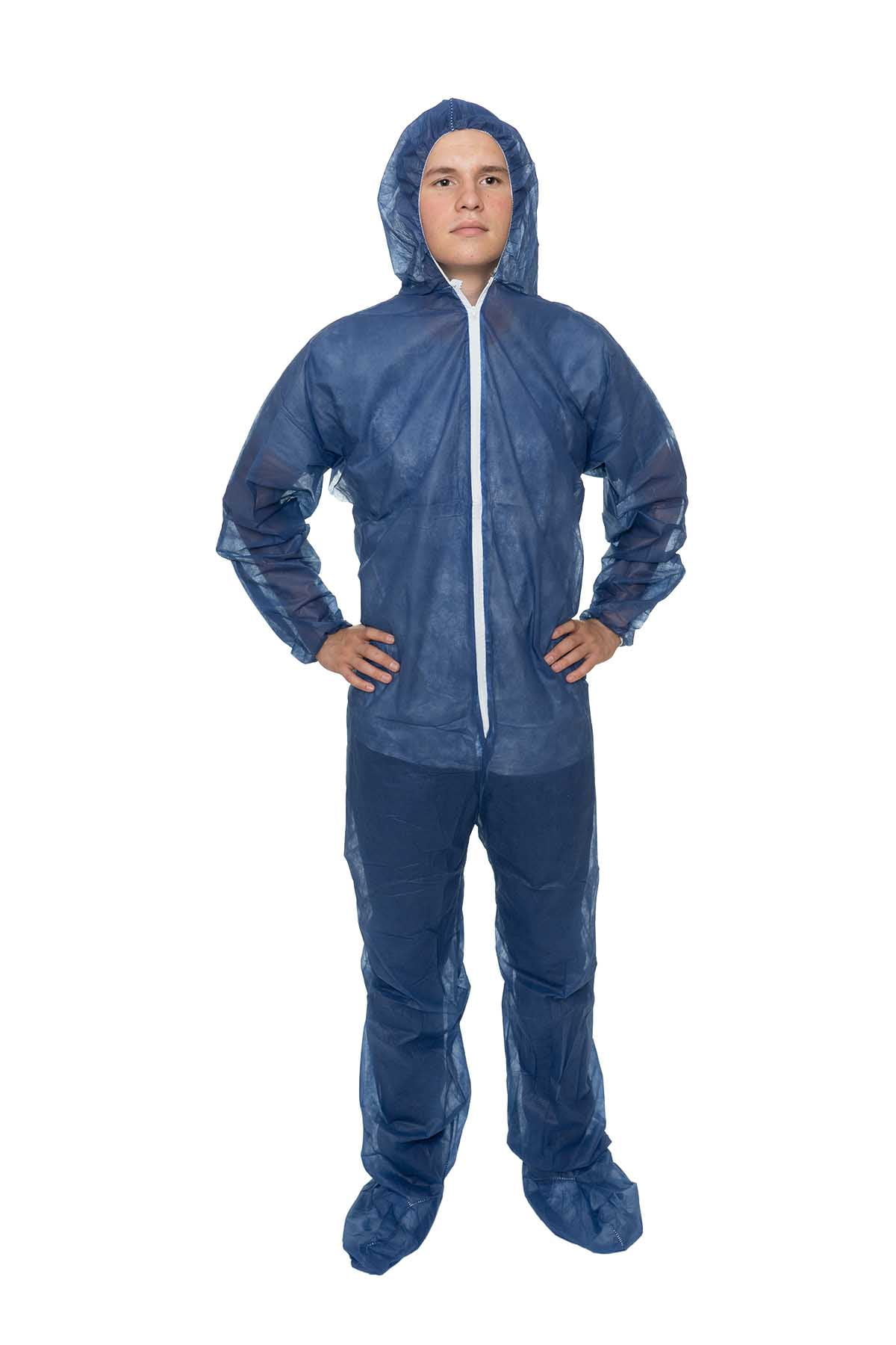 Blue Polypropylene Coverall with Hood and Boot - Walmart.com