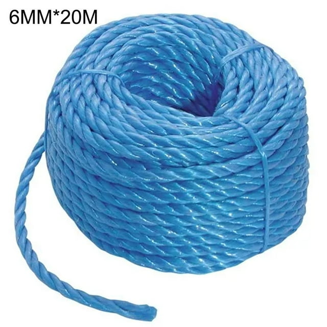 Blue Polypropylene Rope Coil 6mm Dia x 20M Nylon Rope tarpaulin Multifunctional - Walmart.com