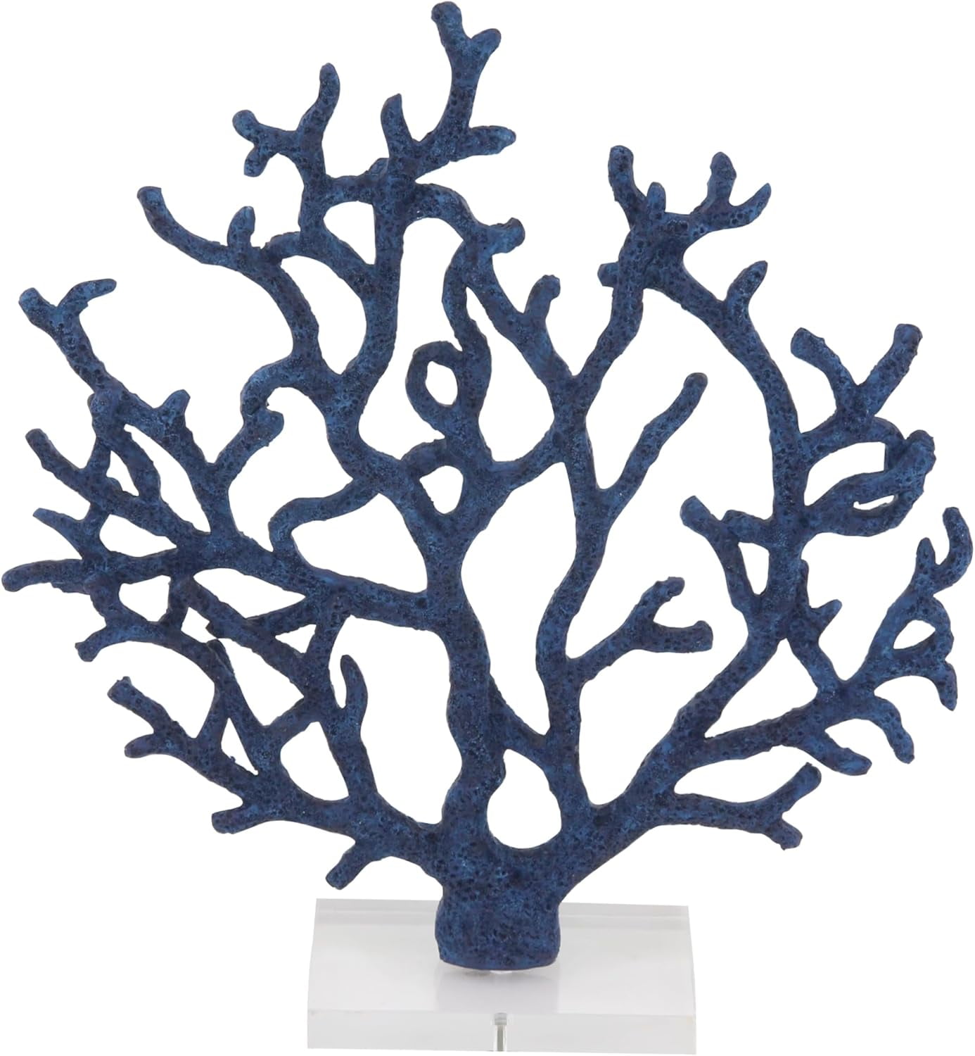 Blue Polystone Coral Decorative Sculpture with Textured Porous Design ...