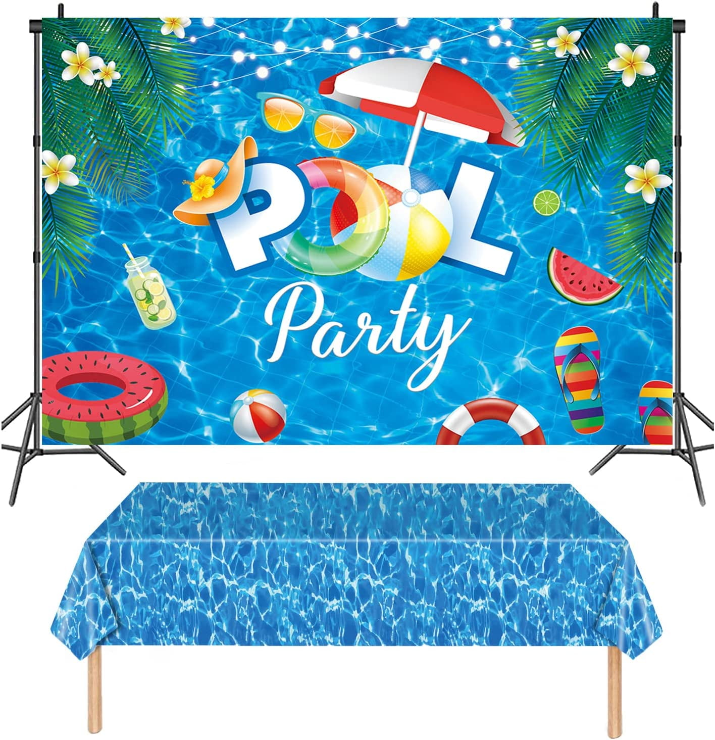 Blue Pool Party Photography Backdrop - Summer Beach Decor Set - Walmart.com