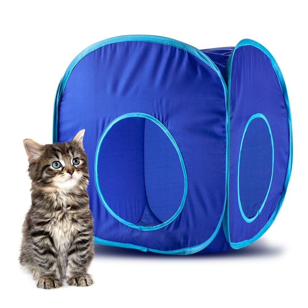 Blue Pop-Up Cat Play Cube with Storage Bag - Walmart.com