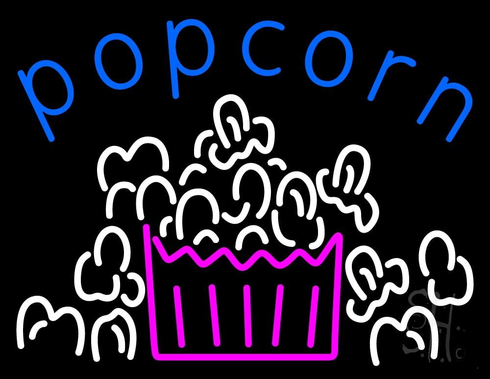 Blue Popcorn Logo LED Neon Sign 15" Tall x 19" Wide - inches Black ...