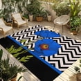 Blue Poppies Outdoor Rug, Country Blue Floral Bud Farmhouseblack White ...