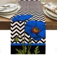 Blue Poppies Table Runner, Country Blue Floral Bud Farmhouseblack White ...