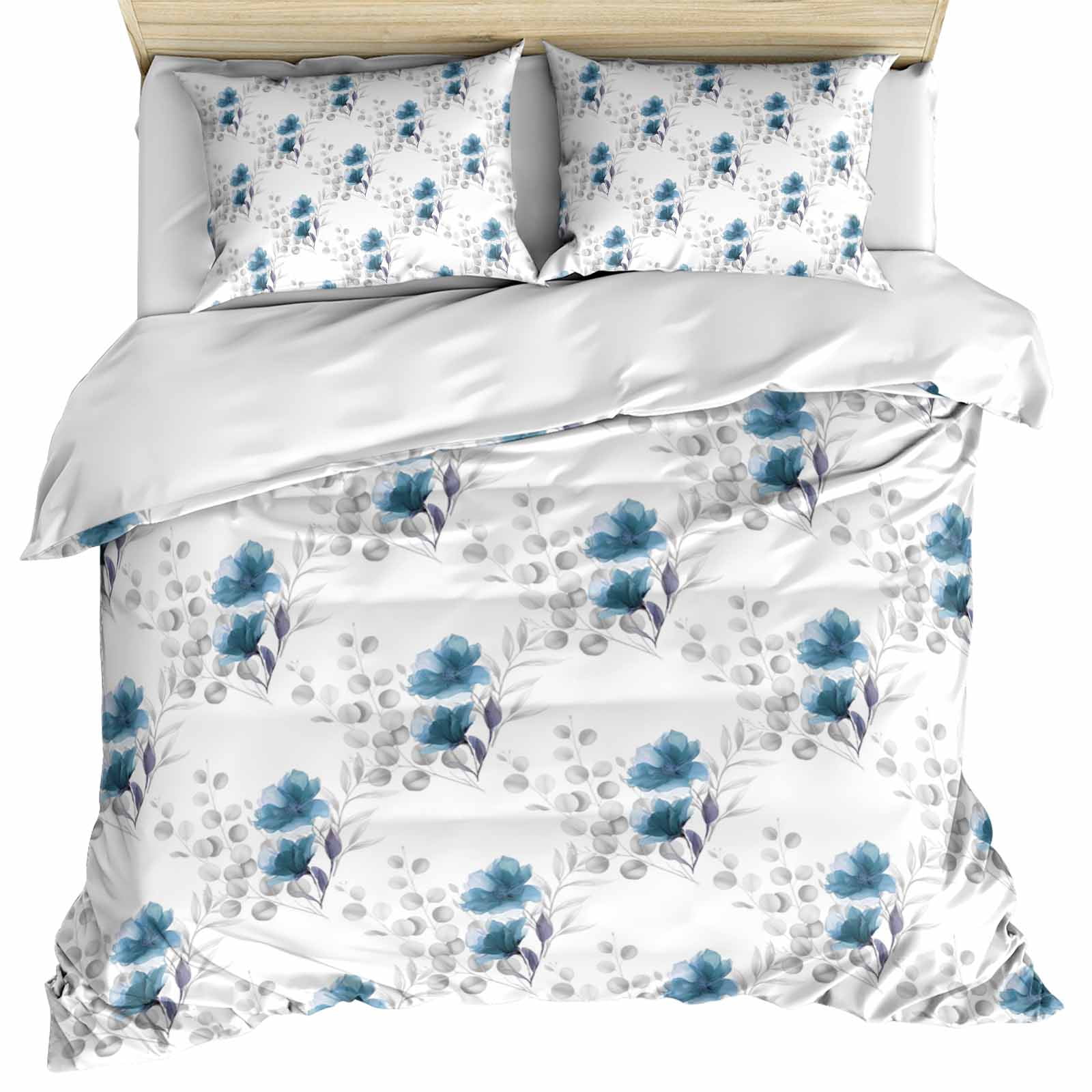 Blue Poppy Flowers Bedding 3 Piece Duvet Cover Set California King ...