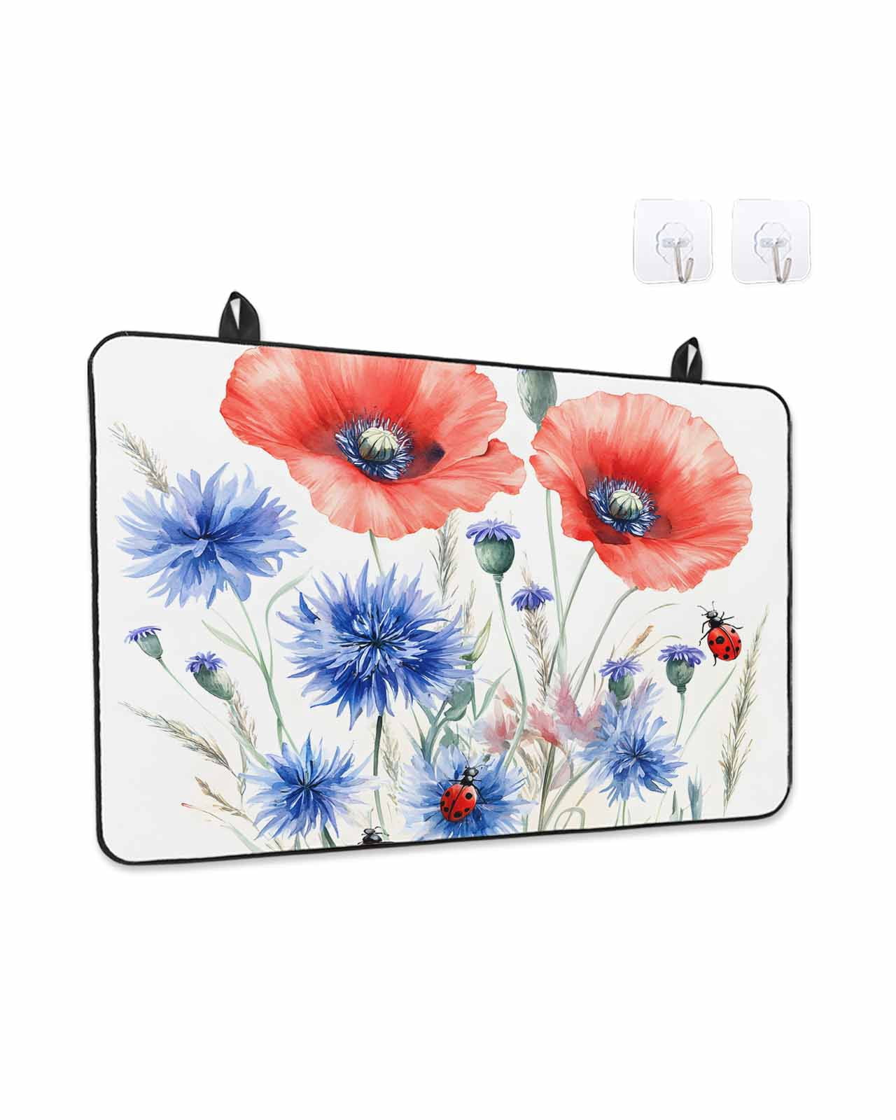 Blue Poppy Flowers Stove Top Covers for Electric Stove, Kitchen Glass ...