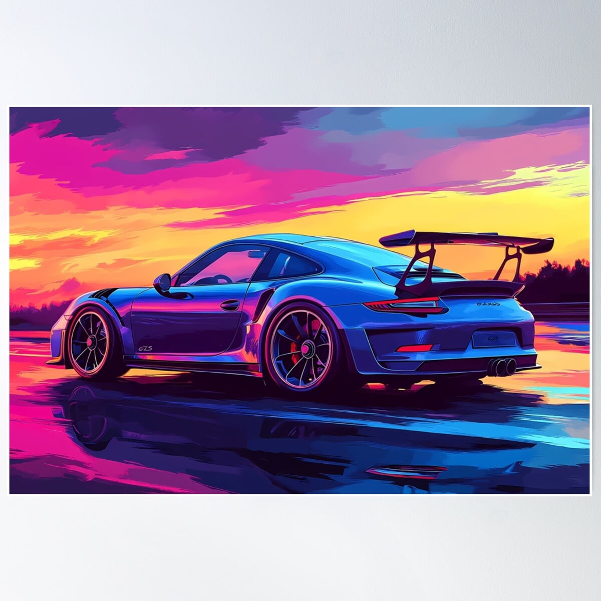 Blue Porsche 911 Gt3 Rs Iii - Pop Art Poster Wall Art, Modern Wall ...