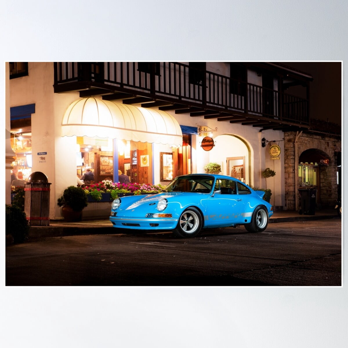 Blue Porsche Downtown Poster Wall Art, Modern Wall Decor, 8x12 UNFRAMED ...