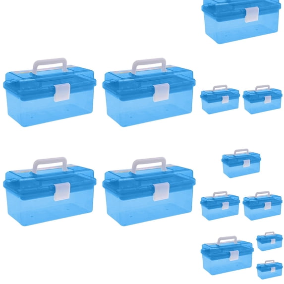 Blue Portable Box Organizer Multipurpose Sewing Box Tool Box Crafts And ...