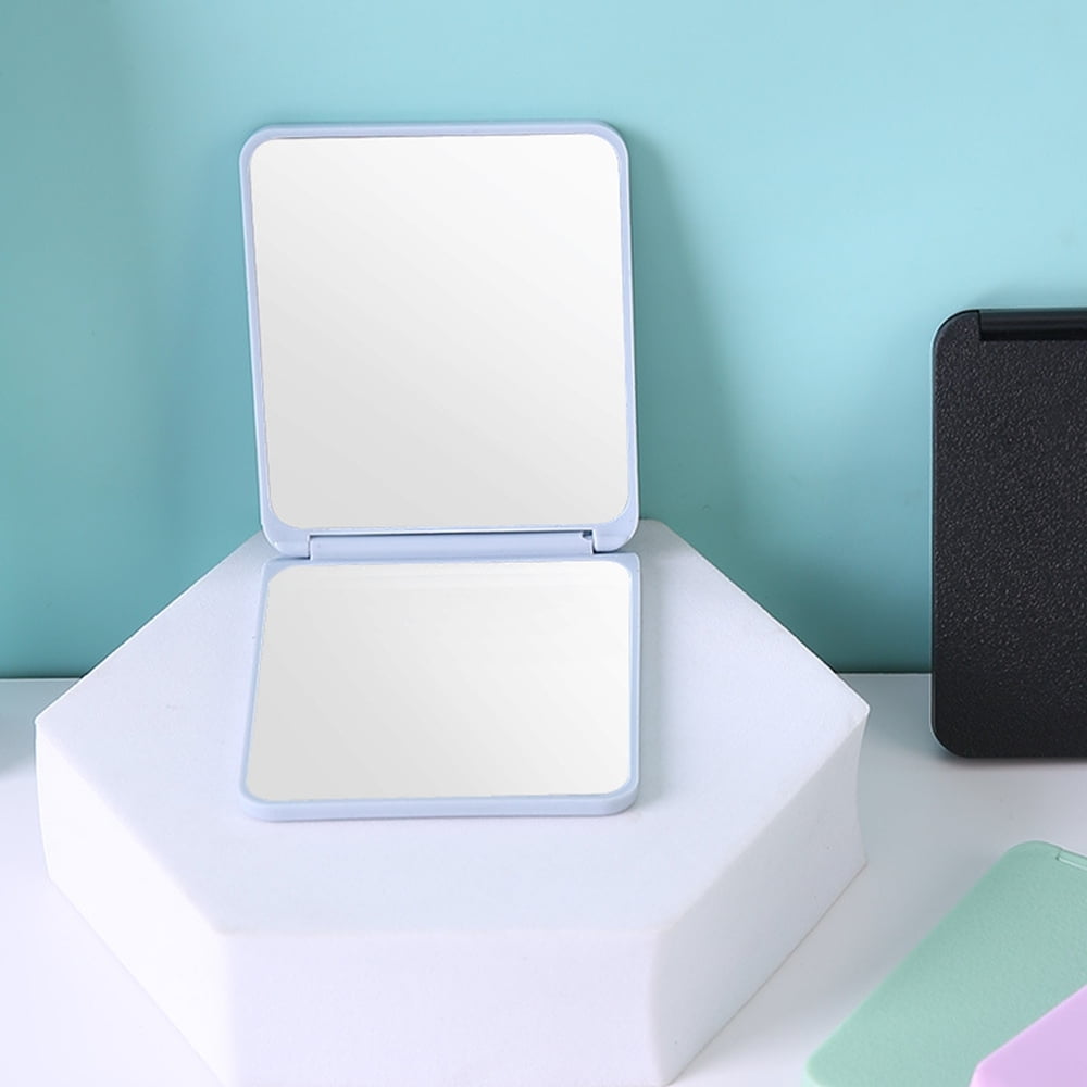 Blue Portable Double Sided Square Makeup Mirror for Travel Student Dorm ...