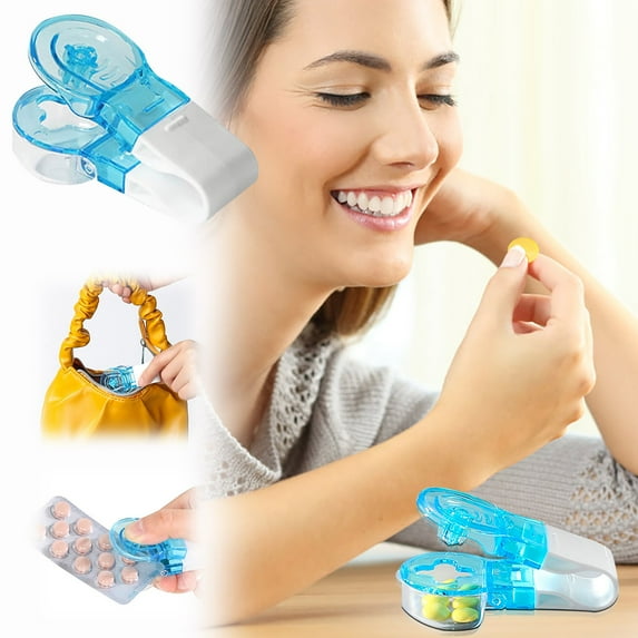 Blue Portable Pill Dispenser Tablet Taker Easy Medicine Remover For ...