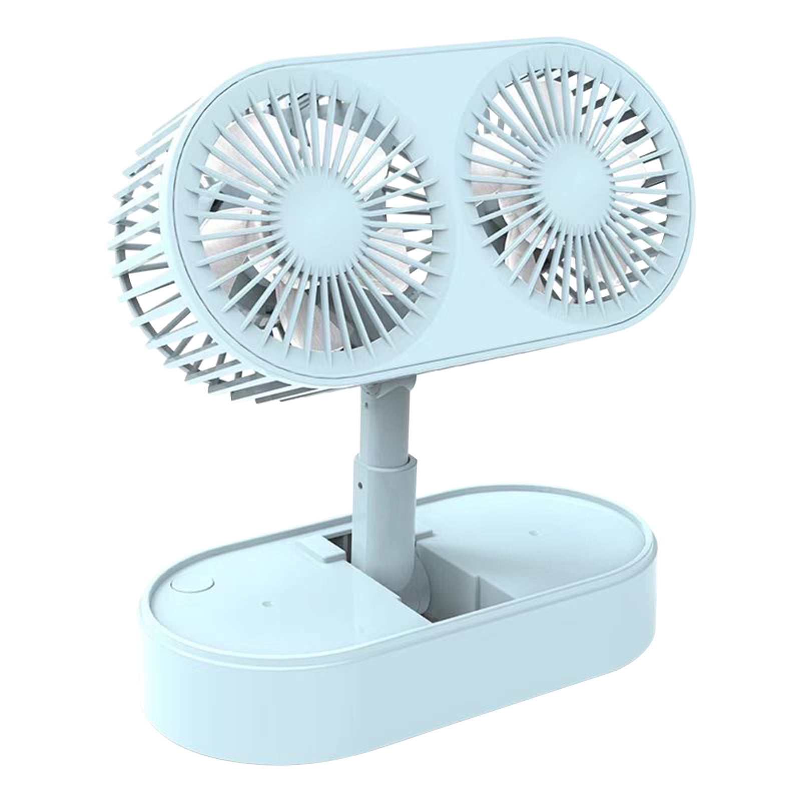 Blue Portable Usb Double Head Folding Desktop Fan Student Office Use ...