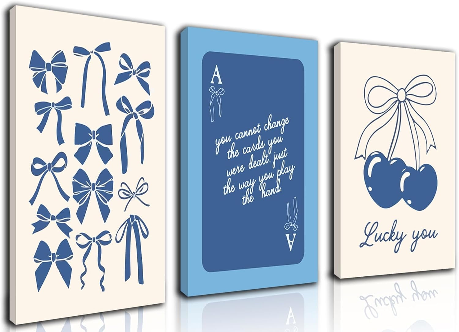 Blue Preppy Canvas Wall Art Poster Set of 3, Coastal Cowgirl Pictures ...