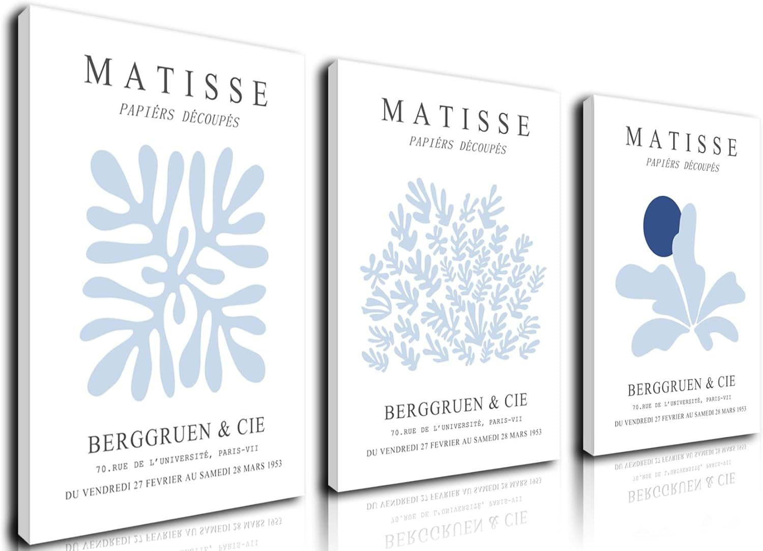 Blue Preppy Wall Art Posters Set of 3 Trendy Navy Bow Canvas Prints ...