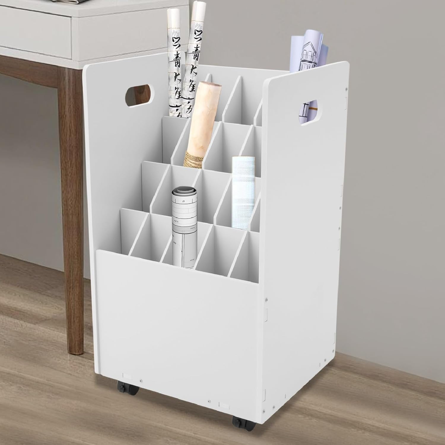 Blue Print Storage Organizer 20 Slots Mobile Blueprint Storage Cabinet ...