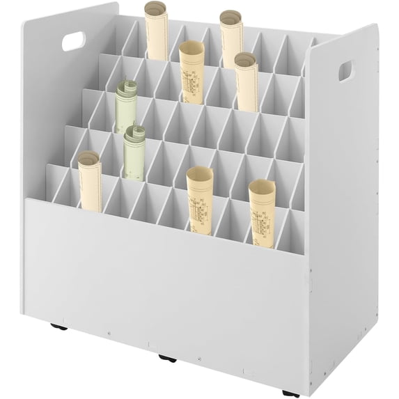 Blue Print Storage Organizer, 50 Slots Mobile Roll File Cart ...