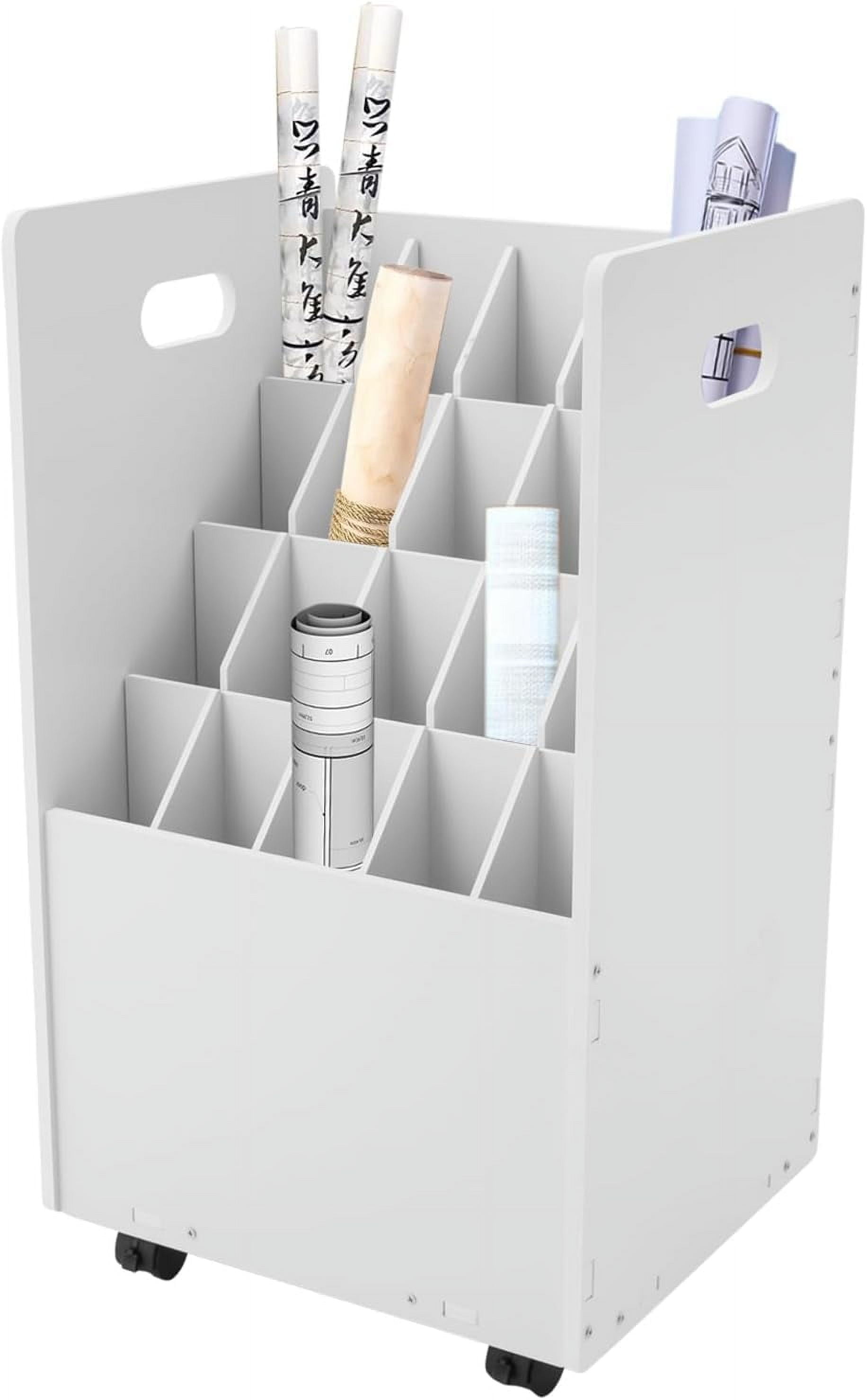 Blue Print Storage Organizer Cart 20 Slots, Movable Roll File Cart Roll ...