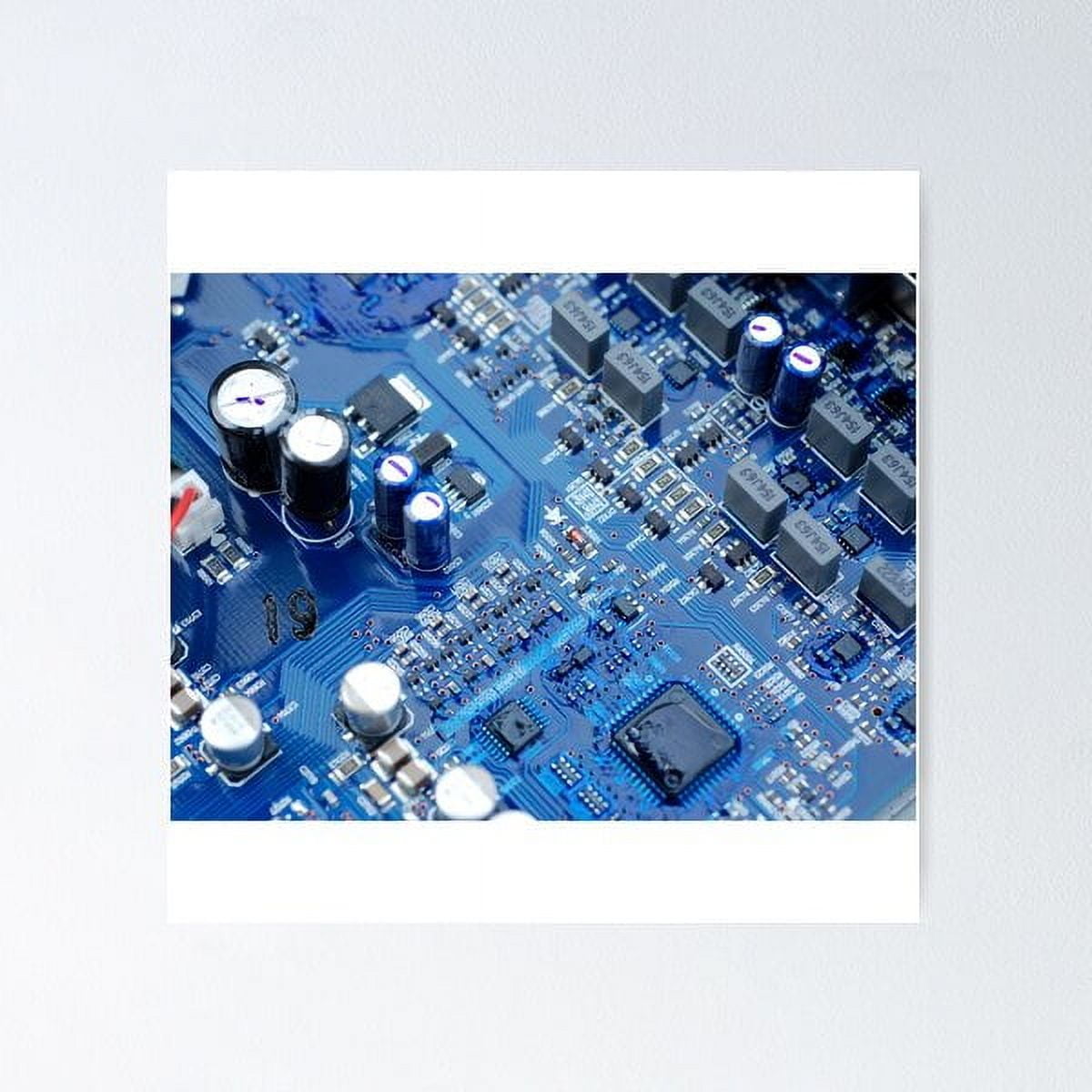 Blue Printed Circuit Board Pcb Trace Lines Technology Art Poster Wall ...