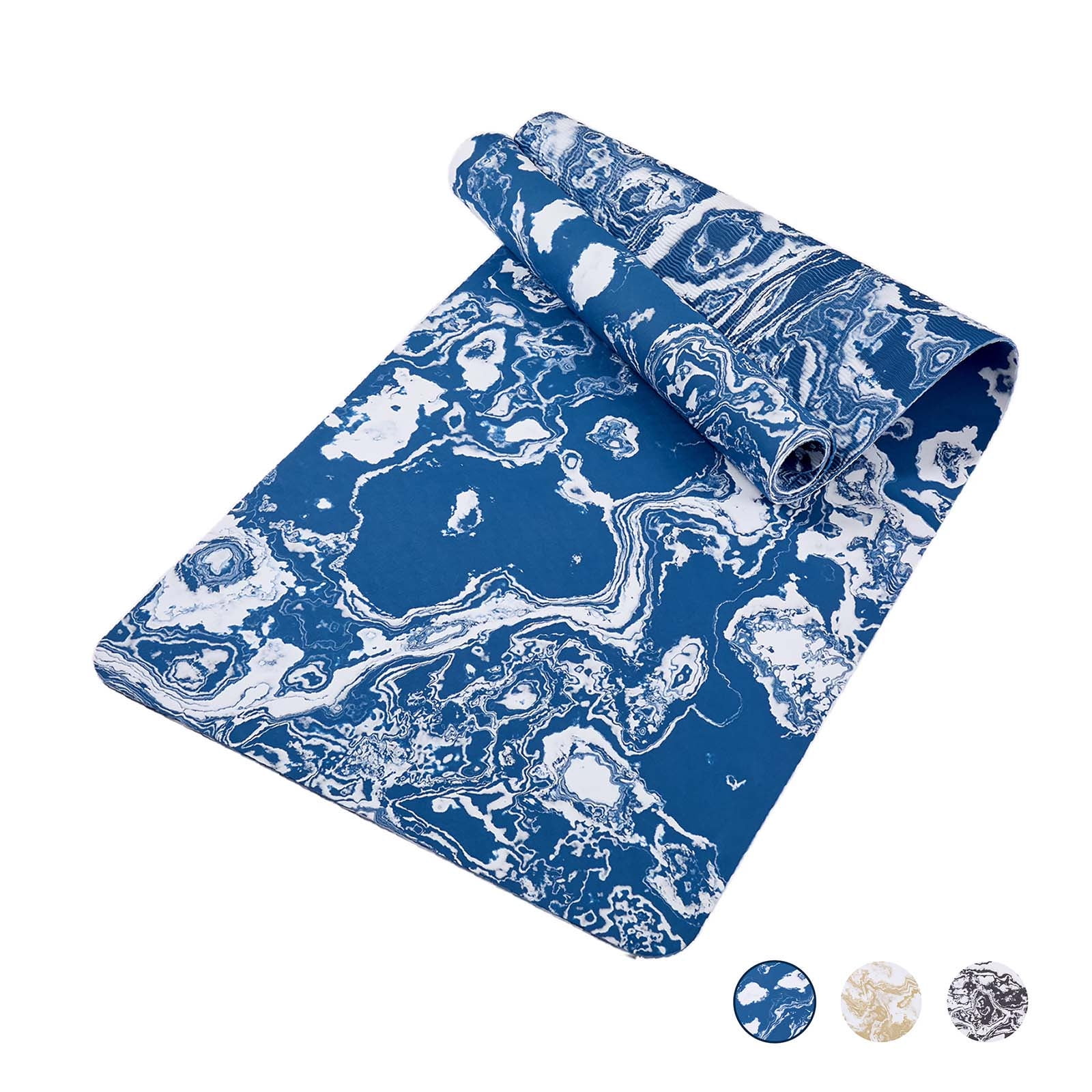 Blue Professional Yoga Mat, Non-Slip TPE Fitness Pad for Pilates and ...