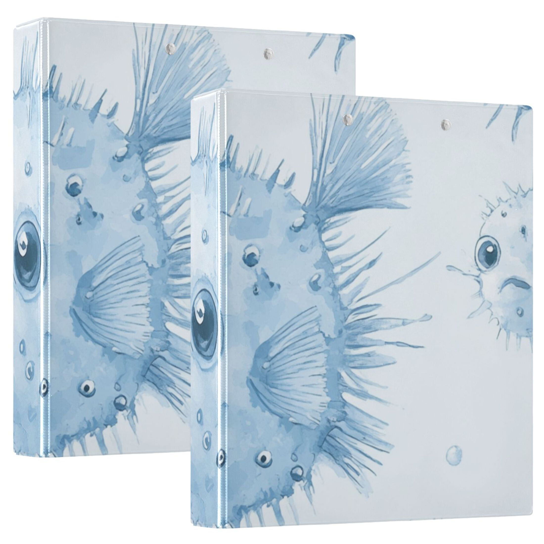 Blue Puffers Fish 3 Ring Binders 1.5 inch Hardcover File Folders with ...