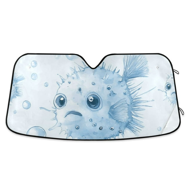 Blue Puffers Fish Car Windshield Sun Shade Reflector Sunshade Foldable ...