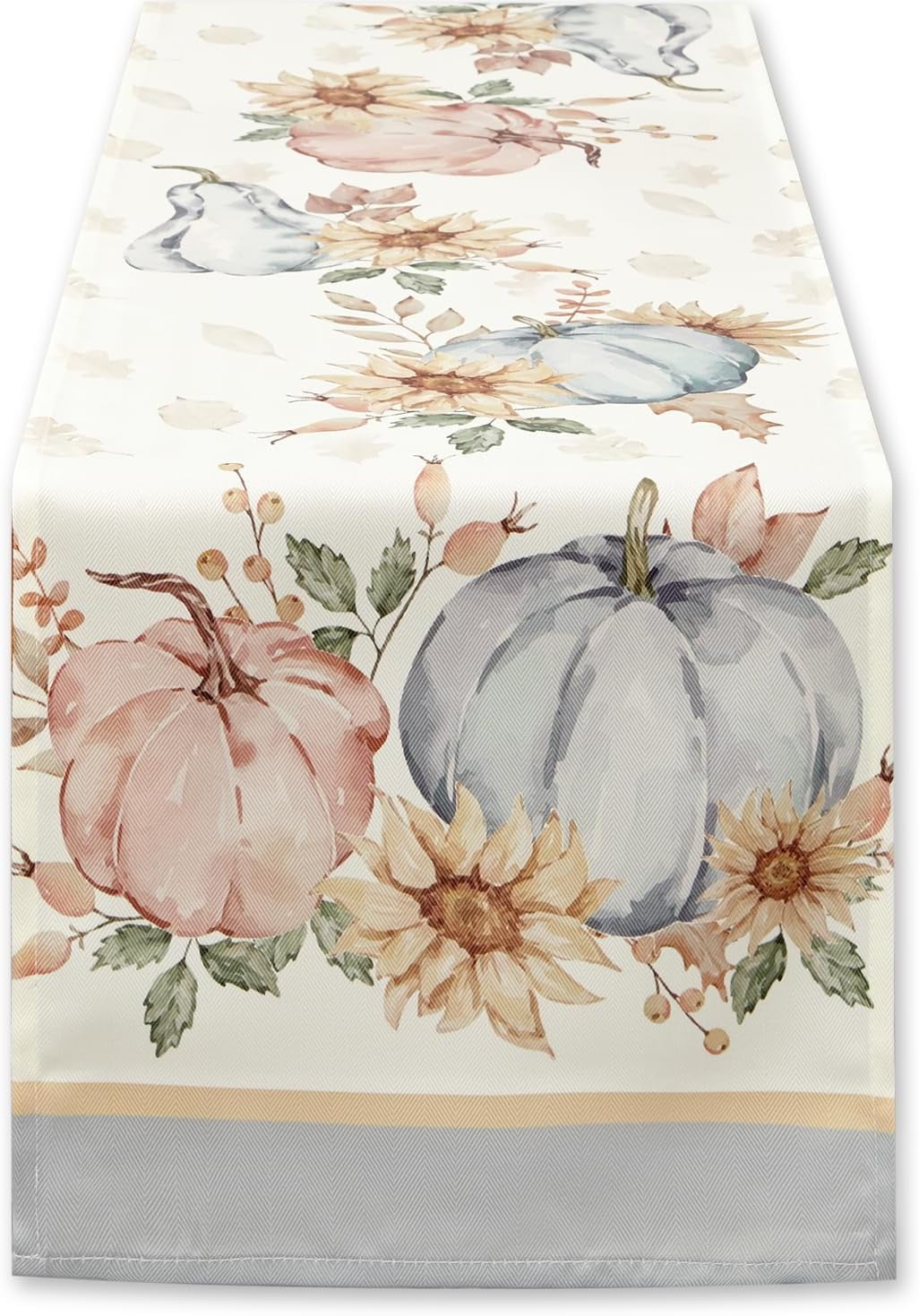 Blue Pumpkin Bordered Thanksgiving Tabletop, Stonewashed Fall Pumpkin ...