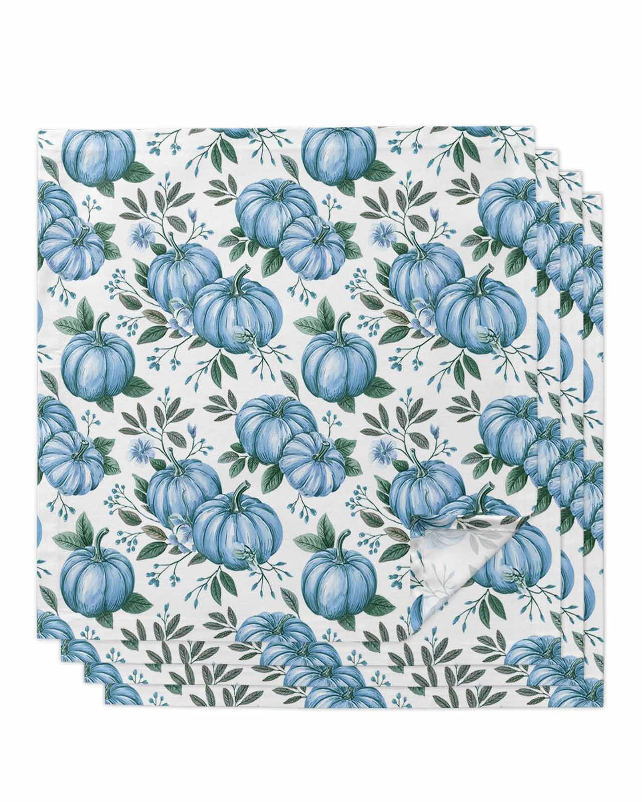 Blue Pumpkin Cloth Napkins Set of 4 Reusable Dinner Napkins ...