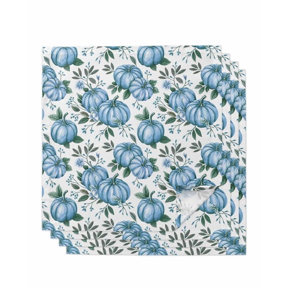 Blue Pumpkin Cloth Napkins Set of 4 Reusable Dinner Napkins ...