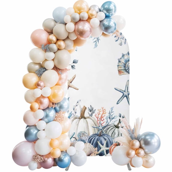 Blue Pumpkin Coastal Fall Arch Backdrop Cover 5x2.1 Ft,Spandex Wedding ...