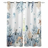 Blue Pumpkin Coastal Fall Blackout Curtains 63 Inches Long ...