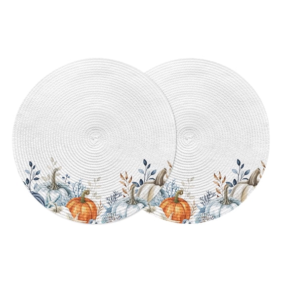 Blue Pumpkin Coastal Fall Round Placemats Set of 2,Braided ...