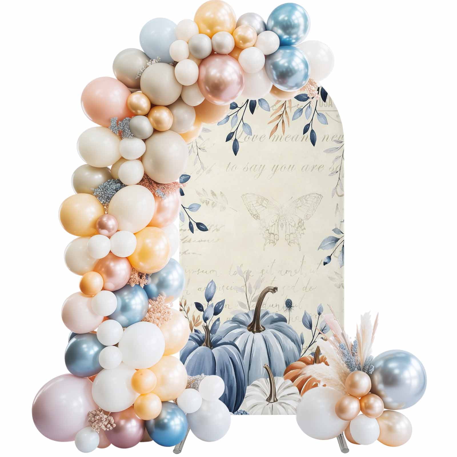 Blue Pumpkin Fall Arch Backdrop Cover 5x2.1 Ft, Spandex Wedding Arch ...